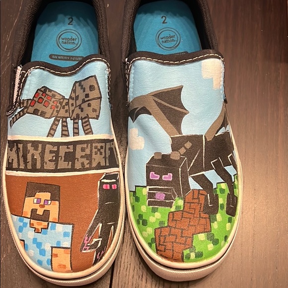 Shoes | Minecraft Hand Painted Minecraft Loafers | Poshmark